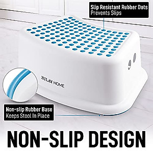 Zulay Home Step Stools for Bathroom Sink with Anti-Slip Surface & Base - Kids Step Stool for Toddlers Potty Training, Kitchen, Living Room, Bedroom, Toy Room (Blue)