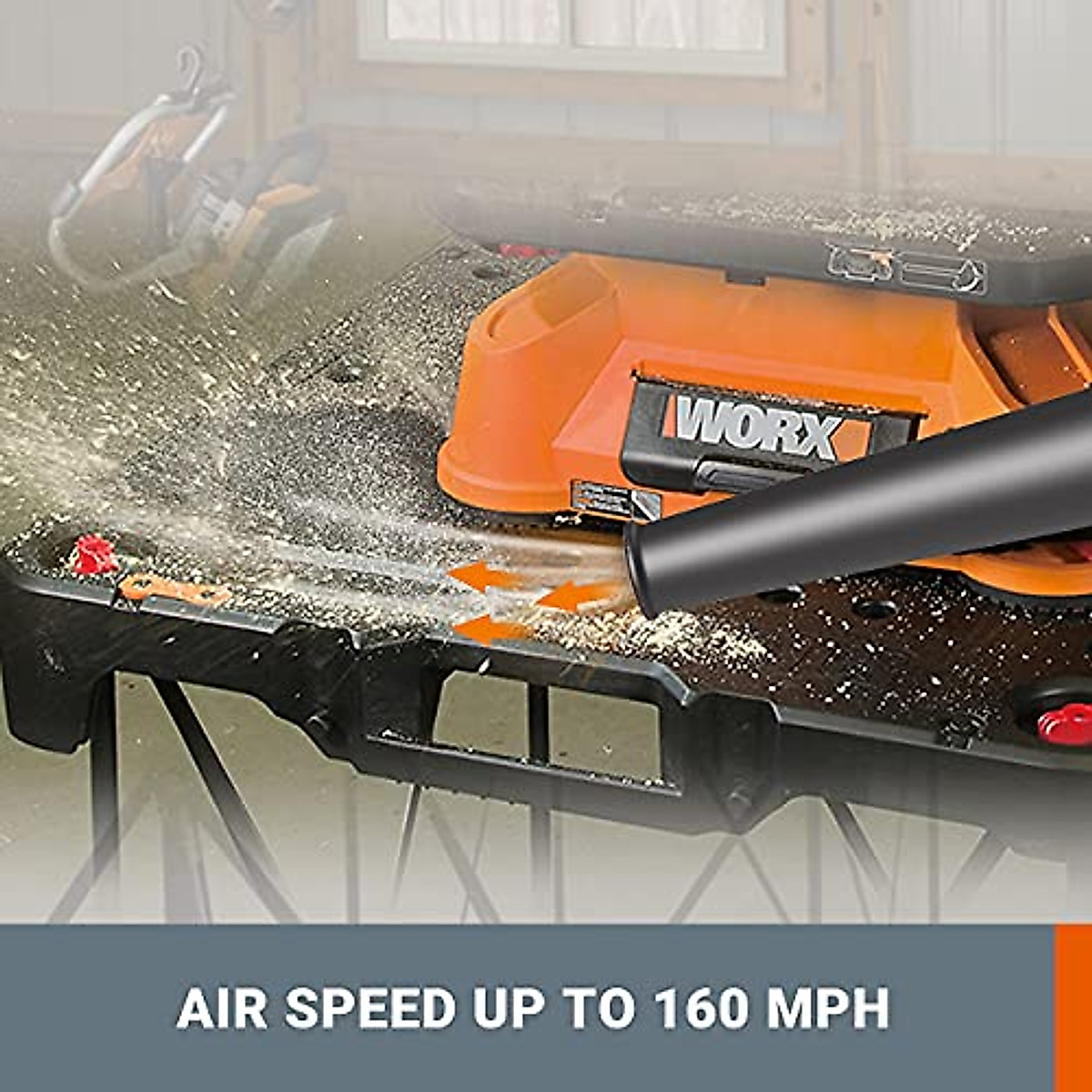 WORX 20V Cordless Jobsite Blower WX094L Compact Leaf Blower for Jobsite Garage Yards，2.0Ah Battery & Charger Included