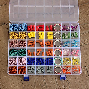 BangQiao 2 Pack Fixed 48 Grids Clear Plastic Divider Storage Box, Transparent Organizer Container Case for Bead, Button, Jewelry, Diamond, Craft, Small Parts, Sewing Kit，DIY Accessories