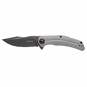 Kershaw Believer Pocketknife, 3.25" 8Cr13MoV Steel Clip Point Blade, One-Handed Assisted Opening, Frame Lock System