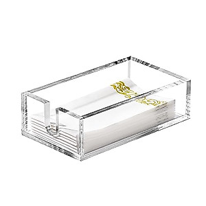 Acrylic Napkin Holder, Clear Modern Design Guest Towel Holder Tray for Bathroom, Acrylic Hand Towel Holder for Bathroom, Kitchen, Acrylic Tray Perfect for Paper Hand Towels & Bathroom Accessories