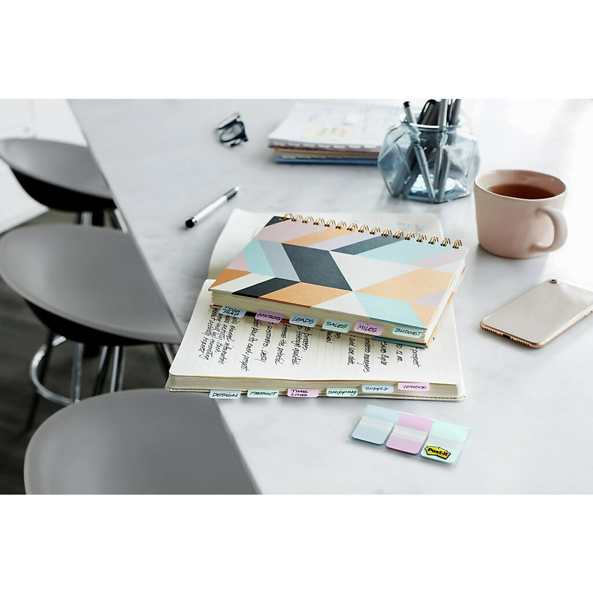 Post-it Durable Tabs, 36/pack, 24/case, 1 in Wide, Gradient Blue, Pink, Clear (686-GRDNT)