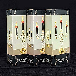 Christmas Candle Light, Skeleton Skull Candle Holder Light Flameless Lights Lamps Indoor Outdoor Battery Operated Flameless Candles for Halloween Festival Home Party Bar Decoration - Silver