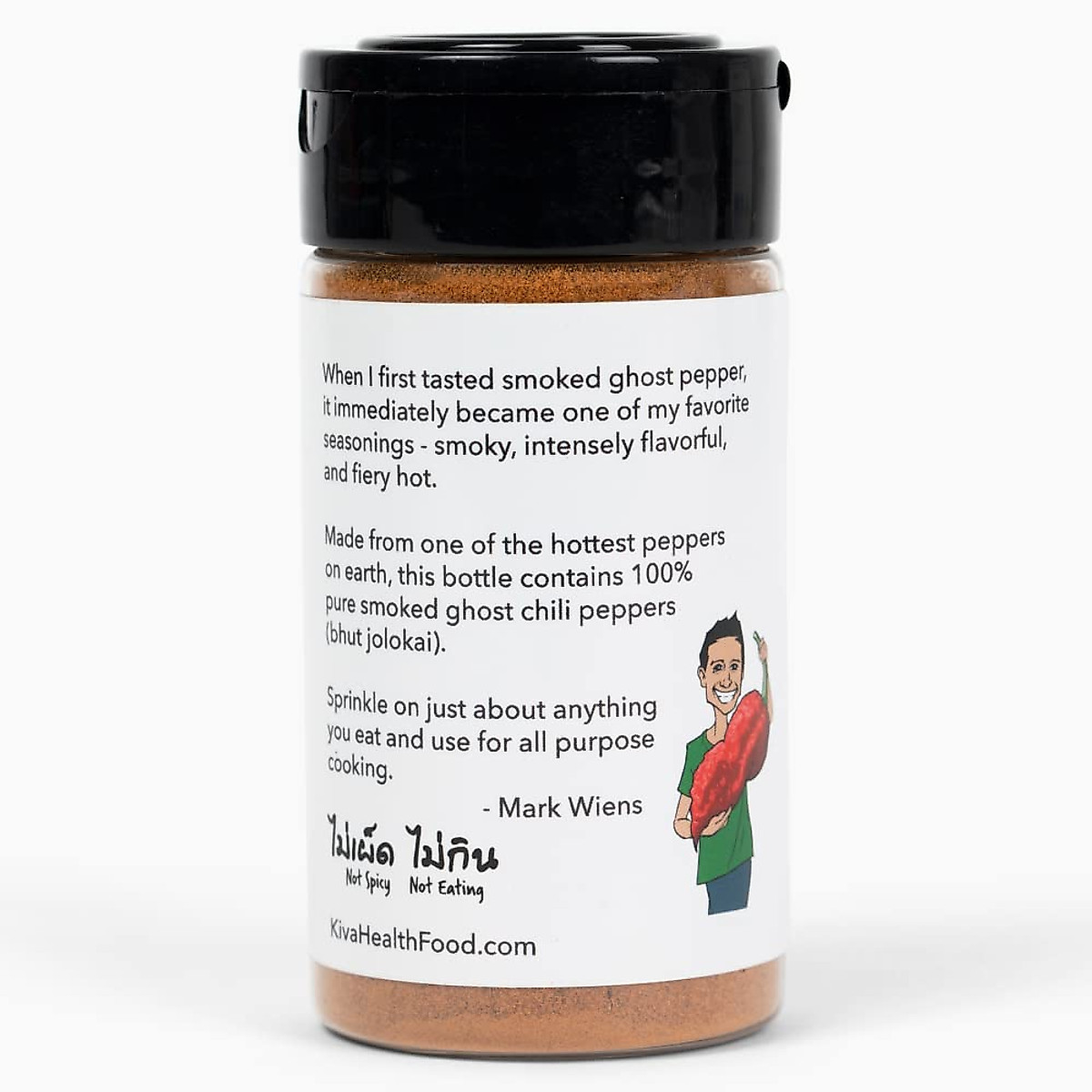 Kiva x MARK WIENS - Smoked Ghost Chili Pepper Powder (Bhut Jolokia) - Non GMO, Vegan, Fair Trade - 2.5 oz
