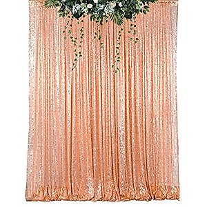 ShinyBeauty Sequin Backdrop 8FTx8FT-Rose Gold,Sequin Curtain Backdrop Photo Booth Wedding Props Glitter Party Background Decorations