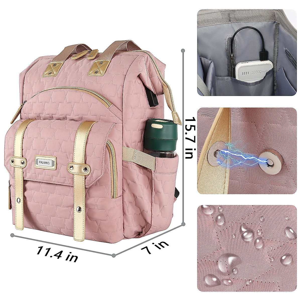 FALANKO Laptop Backpack for Women,RFID Anti Theft Work Backpack for 15.6 Inch Laptop,Wide Open Large USB Charging Port student bookbag, Doctor Teacher Nurse College Travel Shoulder Purse Bag