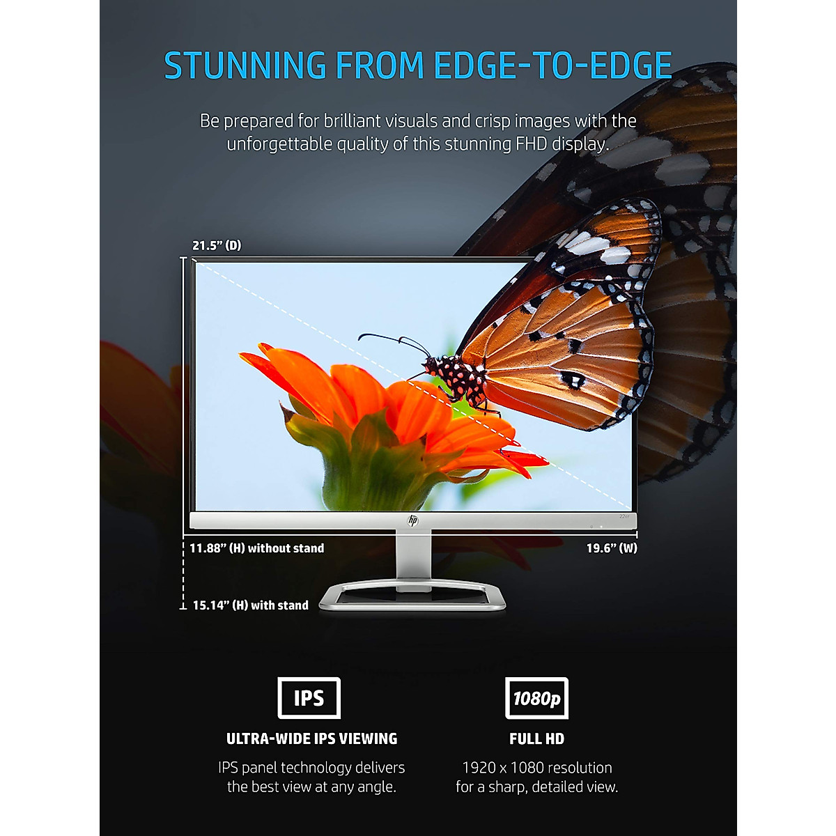 HP 22er 21.5-inch LED Backlit Monitor (Renewed)