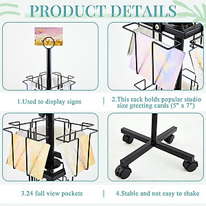 GlikCeil 2 Pcs Rotating Greeting Card Rack 24 Pocket 6 Tier Metal Greeting Card Display Rack Fit 5" x 7" Cards Stand Spinning Postcard Greeting Card Holder for Grocery Retail Thrift Convenience Store