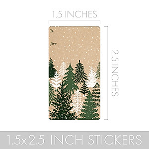 Evergreen Christmas Gift Tags, Self-Adhesive Stickers – 75 Gift Wrap Tags, Peel and Stick Christmas Gift Tags