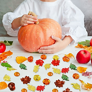 Songjum 105 PCS Acrylic Leaves Fall Vase Filler Decor Very Crystal Clear Acrylic Fall Decorations Thanksgiving Table Scatter for DIY Crafts Home Decoration Thanksgiving Autumn Decor