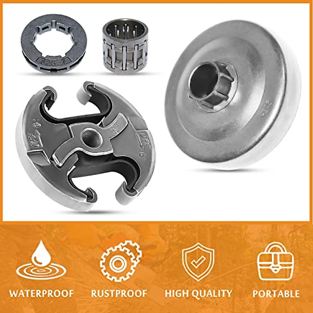 .325"-7T Clutch Drum Sprocket Rim Needle Bearing Kit For Husqvarna 340 345 346XP 350 351 353 445 450 E Chainsaw