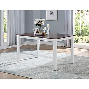 Acme Green Leigh Rectangle Wooden Dining Table in White and Walnut