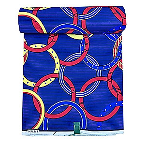 ADWAXDA African Fabric 6 Yards Cotton Wax Print Kente Cloth Ankara Fabric Wax Material for Sewing Dress Clothing(FC044)