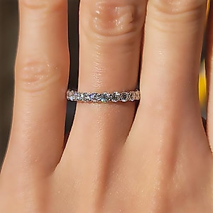 DovEggs Solid 10K White Gold 1.6CTW 2.5mm G-H Color Moissanite Eternity Engagement Rings Wedding Ring Anniversary Band for Women（6）
