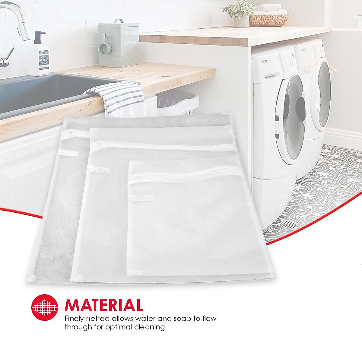 Sunbeam 3 Piece Micro Mesh Delicate Laundry Wash Bag, White