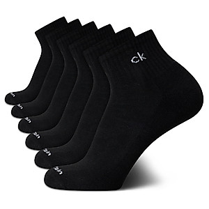 Calvin Klein Men's Socks - Cushioned Above Ankle Athletic Mini-Crew Socks (6 Pack), Size 7-12, Solid Black