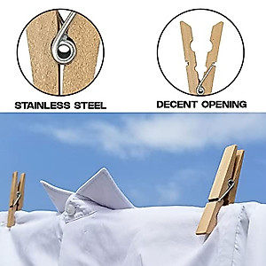 blacksheep Zenia Pegs Clothes Pins Heavy Duty Outdoor with Spring, Wooden Clothespins for Crafts and Hanging Clothes on Clothesline Laundry, 2.8 inch, Pack of 50, Brown, 00-02