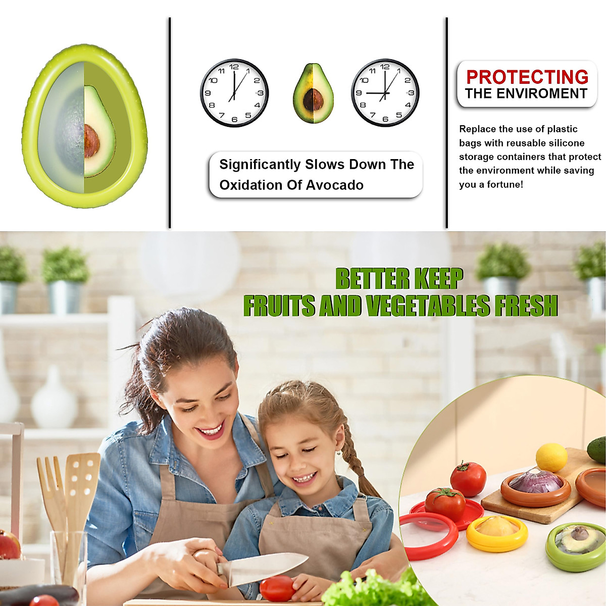 Fruit Freshness Organizer, Fruit and Vegetable Antioxidant Organizer, Silicone Fruit and Vegetable Organizer Set for Refrigerator 4 Pieces