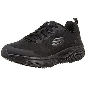Skechers Women's Athletic lace up Arch Fit Sr Health Care Professional Shoe, Black, 8