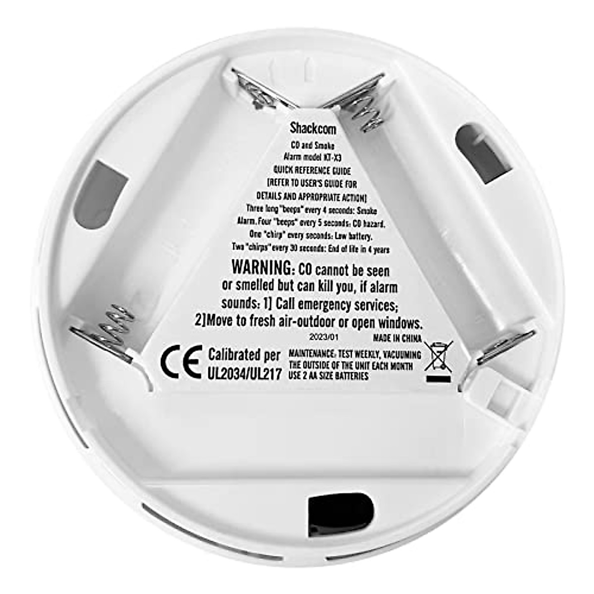 Shackcom Combination Smoke and Carbon Monoxide (CO) Detector Alarm 1 Pack, Protect Your Home from Fire and Gas Leaks, Even When You're Away, Battery Operated
