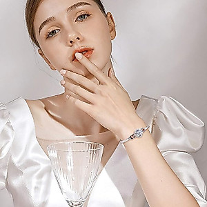 Jeulia Classic Halo Design Stainless Steel Adjustable Bracelet for Women Gemstone Bracelet Summer Wedding Jewelry Gift for Brides Brademaids Girls