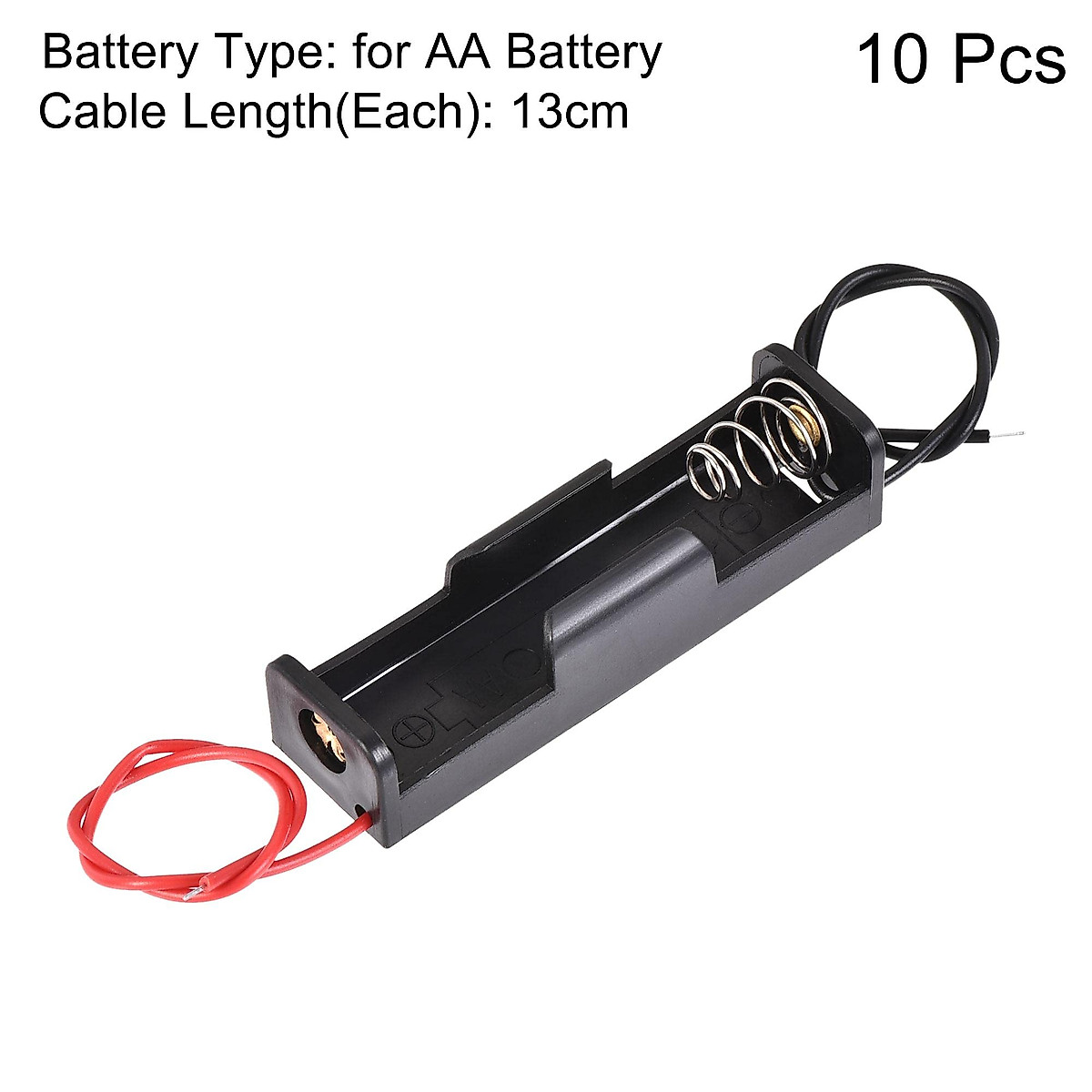 uxcell Battery Case Storage Box 1 Slot x 1.5V 2-Wire Lead for 1 x AA Battery 10 Pcs