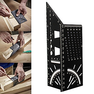 Multi Angle Measuring Ruler, Woodworking Square Size Measure Ruler, Aluminum Alloy 3D Mitre Angle Measuring Tool, Multifunctional 45/90 Degree Angle T Ruler Gauge for Engineers Carpenters