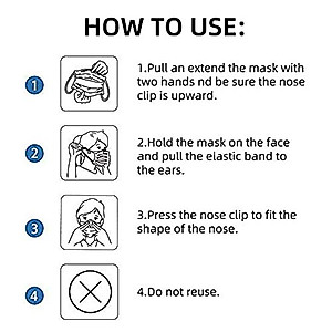 Jiehuxi Face Mask, Disposable Masks for Adult 3-Ply Mouth Cover Dust Safety Protection (Pack of 50)