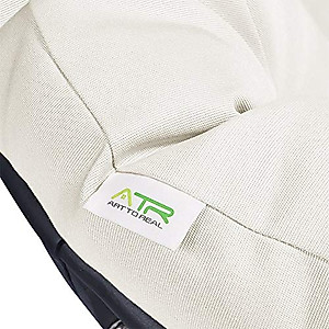 ATR ART TO REAL Papasan Chair, 360-degree Swivel Outdoor Papasan Chair with Beige Cushion and Durable Frame, Comfy Circle Lounge Moon Chair