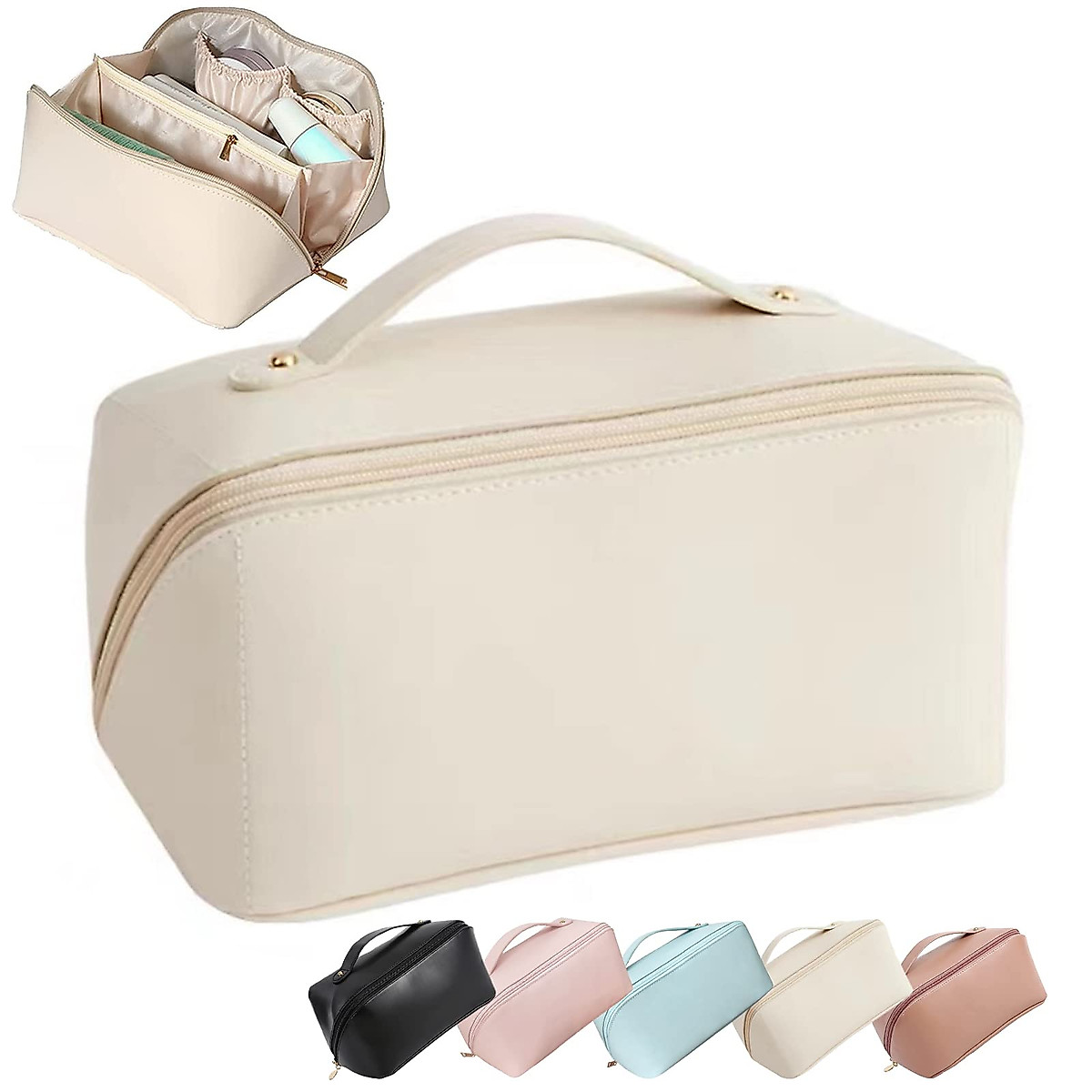 Ovenot Travel Cosmetic Bag - Multifunctional Makeup Bag for Easy Access, Waterproof, Large-capacity, with Handle and Divider