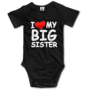 I Love My Big Sister Infant Romper Cotton Newborn Baby Short Sleeve Bodysuit Funny Jumpsuit for Baby Black
