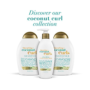 OGX Quenching + Coconut Curls Frizz-Defying Styling Milk, Nourishing Leave-In Hair Treatment with Coconut, Citrus Oil & Honey, Paraben-Free and Sulfated-Surfactants Free, 6 fl oz