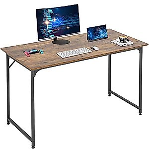 Computer Desk Home Office Desk 48”W x 24”D Gaming Desk Corner Writing Black Large Student Art Modren Simple Style PC Wood and Metal Desk Workstation for Small Space，Vintage