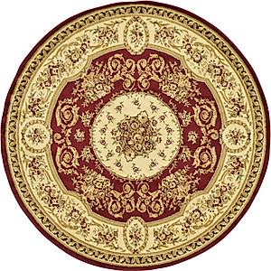 Unique Loom Versailles Collection Traditional Classic Medallion Motif Area Rug (6' 0 x 6' 0 Round, Burgundy/ Ivory)