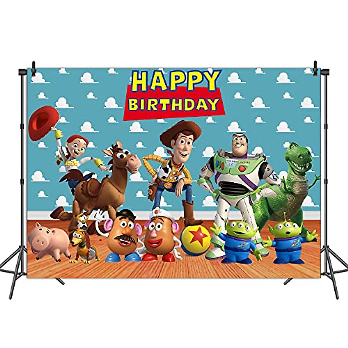 GUOBING Betta Cartoon Happy Birthday Backdrop for Toy Video Theme Party Kids Birthday Cake Table Decoration Backdrop Baby Birthday Banner Photobooth Background 7x5ft