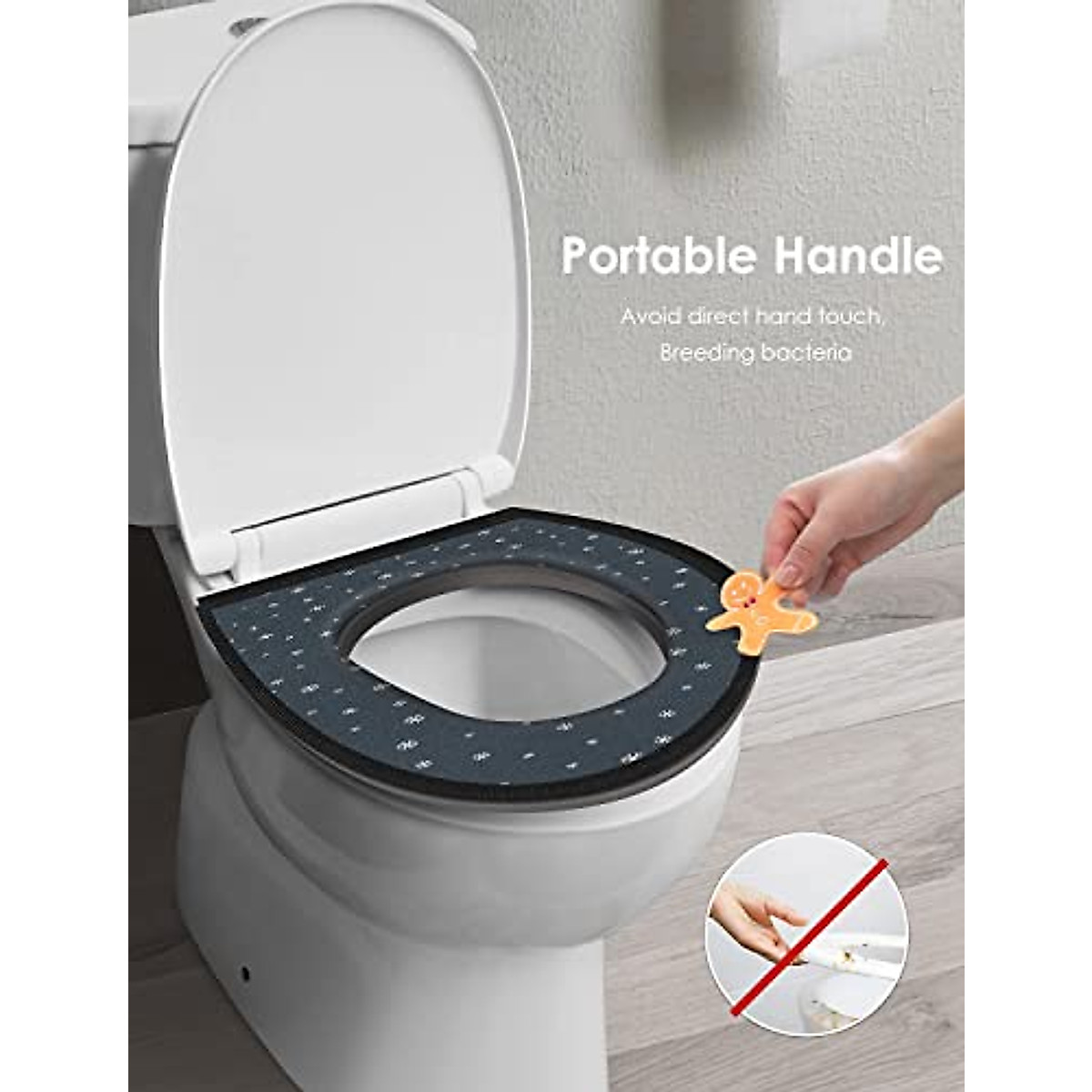 Heated Toilet Seat Cover - LIPSUN Electric Heated Toilet Cushion Washable, 2 Levels Fast Heating/Constant Temperature, Toilet Seat Warmver for Round Shape Toilet, Gift for Winter & Christmas