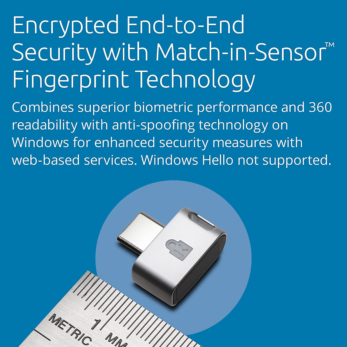 Kensington FID0 U2F and FIDO2 USB-C Security Key and Fingerprint Reader - Windows, macOs, Chrome