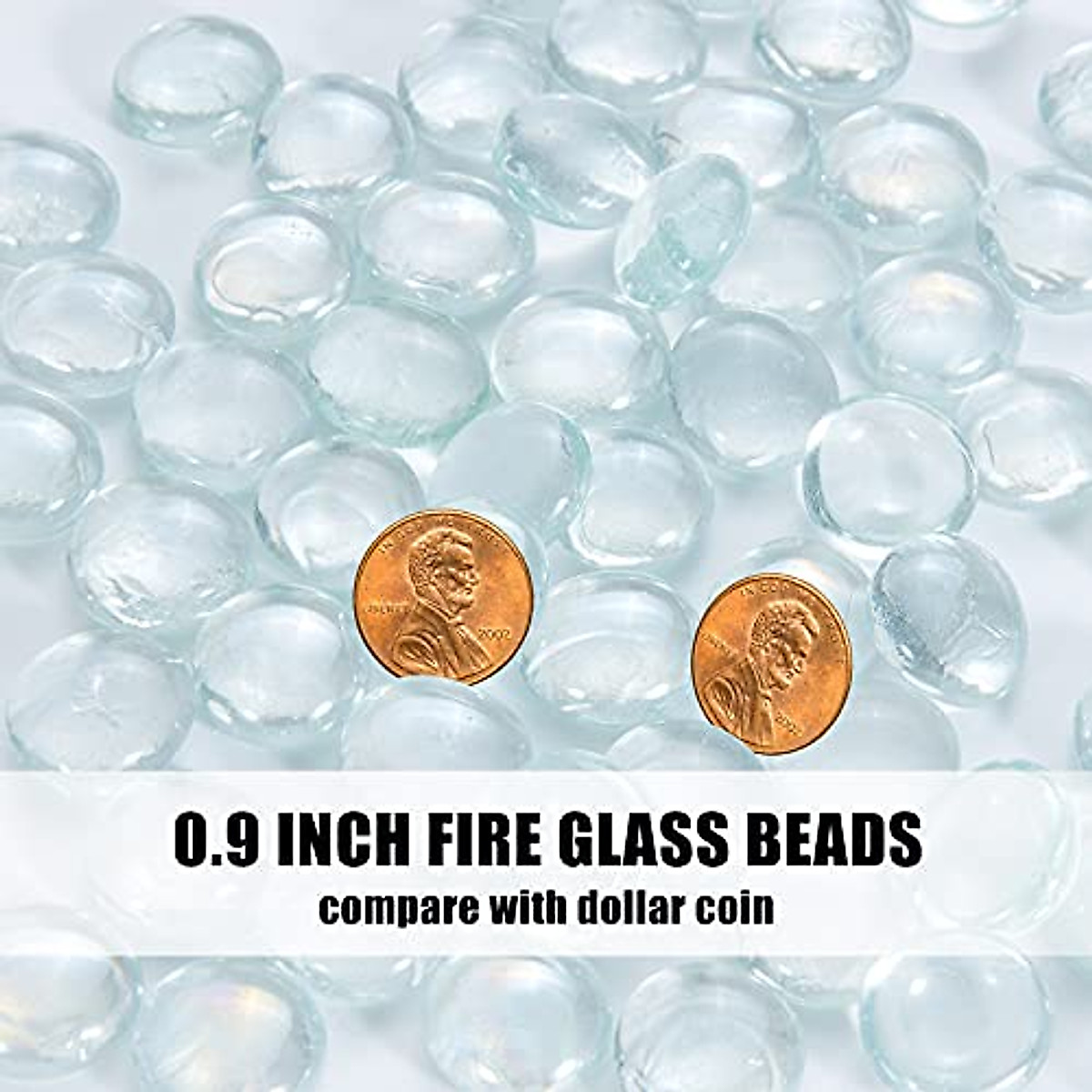 ECOTOUGE Glass Fire Pit Rocks (0.9”, 10lb) for Propane Fire Pit, High ...