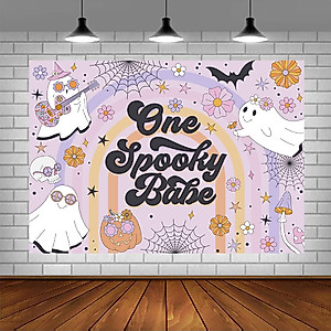Lofaris Halloween Spooky First Birthday Party Backdrop Girls 1st Birthday Background Groovy Halloween Boo Princess 1 Year Old Birthday Party Supplies 5x3ft