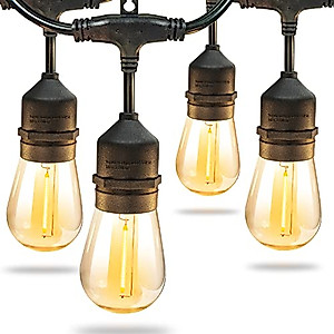 Outdoor String Lights LED 25FT with 1W Shatterproof Edison Vintage Plastic Bulbs, Outdoor Patio Lights Waterproof, Hanging Edison String Light for Outside Backyard Cafe Bistro Deck Market(Warm White)