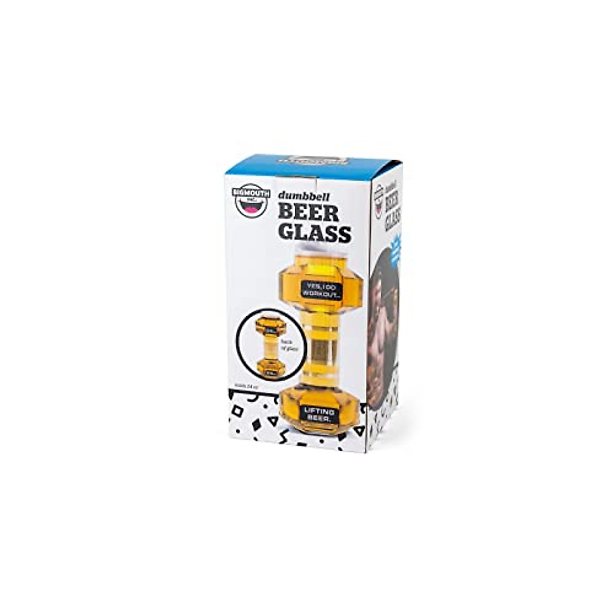 BigMouth Inc. The Dumbbell Beer Glass, Novelty Beer Drinking Glass, 24 Oz