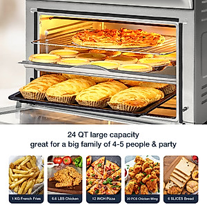E-Macht Air Fryer Ovens Countertop, Convection Toaster Oven with 10 Cooking Functions, 6-Slice Toast &12-Inch Pizza Capacity, 6 Accessories Included, Auto Shut off, 24 Quart