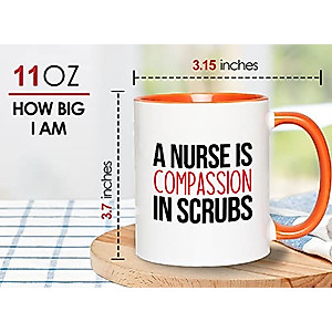 Bubble Hugs Nurse 2Tone Orange Mug 11oz - A nurse is compassion - Labor Clinical Certified Nursing Assistant Surgical Emergency Oncology Practitioner