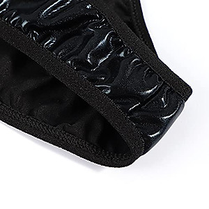 Sexy Leath Lingerie Daily Wearing Shopping Girl Sexy Latex Lingerie for Women for Sex (Black, M)