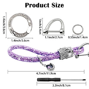Crystal Car Keychain for Women, Fashion Keychain Accessories With Bling Rhinestones, Universal for Car Key (purple)