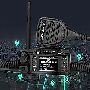 Wurui TXQ Global-ptt poc 4G LTE Vehicle Two Way Radio 12-24V Mini car Mount walkie talkies GPS for Adults Long Range 1000 Miles (2 PCS with sim Card)