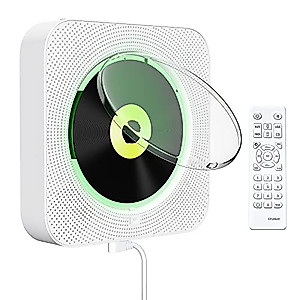 KOVCDVI Portable CD Player with Bluetooth Background Lights Wall Mountable Built-in Speakers CD Players for Home Headphone Jack with Remote Control FM Radio USB TF Card MP3 AUX Input Output