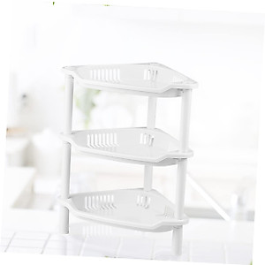 Cabilock Shelf Storage Rack 3 Square Shelves Plastic Shelving Corner Shelf Organizer Bathroom Shelves Desk Stand Rack Storage Rack Storage Shelf White Basket Triangle Basket Shelves