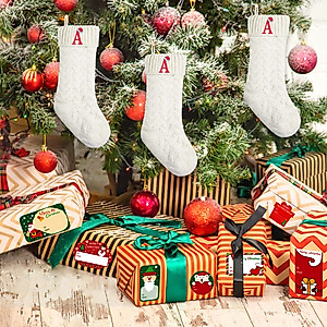 ZGCYSMHT Christmas Stockings Personalized Custom Initials 18 Inches Knitted Christmas Stockings with Letter Fireplace Hanging Monogram Xmas Stockings for Kids,Family Holiday Party Decoration（Red A）