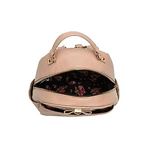 Betsey Johnson Sonya Rose Embossed Faux Leather W/Pull Out Zipper Pouch Adjustable Backpack